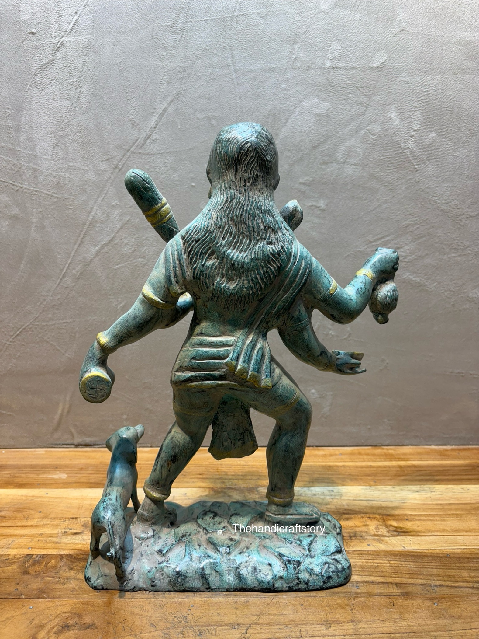 Brass Bhairav Statue in Vintage Green Finish – Fierce Avatar of Lord ...